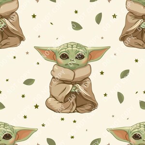 Little Baby Yoda Print Seamless Pattern Repeating File for Fabric ...