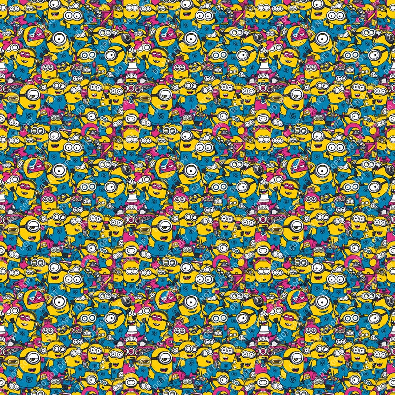 Minions Digital Papers Hand Drawn Doodles Print Seamless Pattern ...