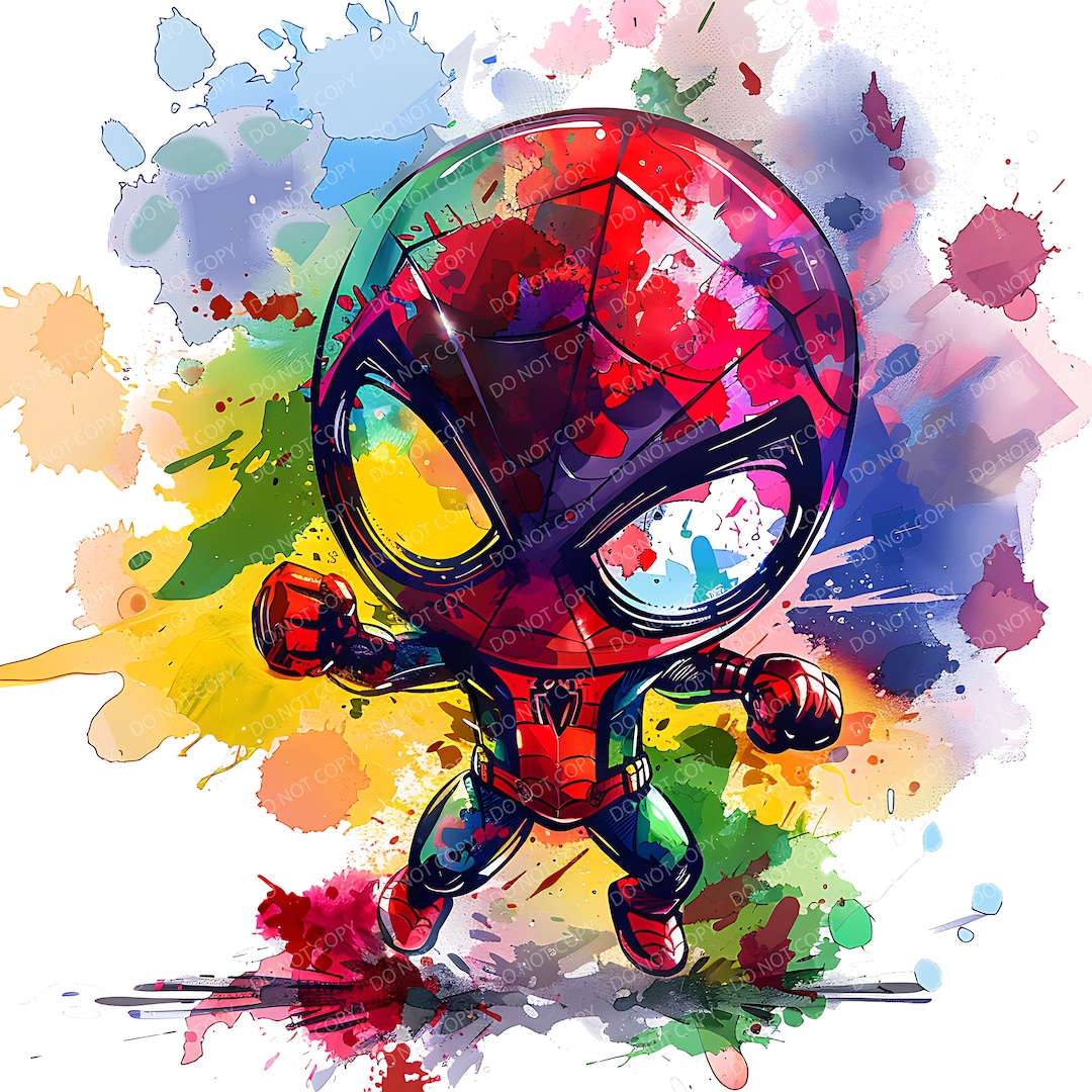 Cute Little Spider Man Clipart, Spider Man PNG, Watercolor Background ...