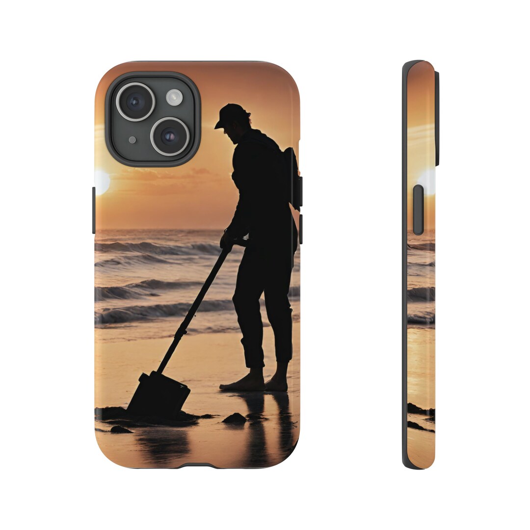 Golden Sunset Beach Metal Detector Treasure Hunter Phone Case: Man With ...