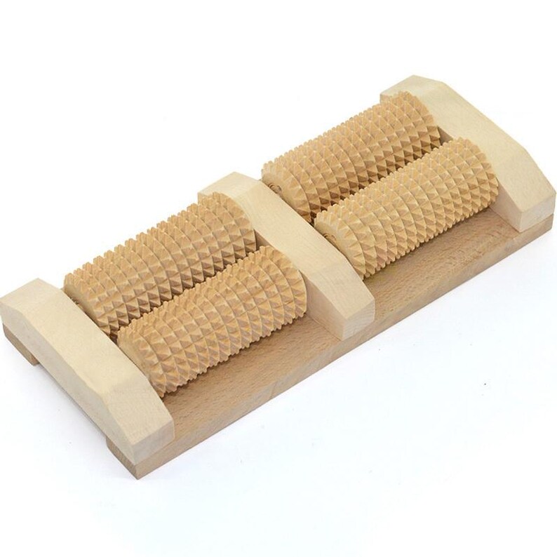 Wooden Dual-leg Roller Massager 4-roll Foot and Body Massager Helps ...