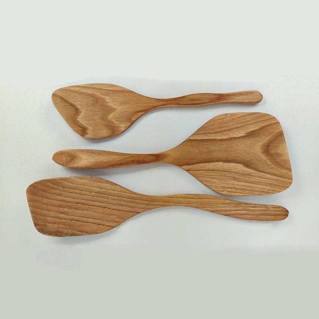 Handmade Oak Wood Spatula Set | 3-piece Wooden Kitchen Utensils | Non ...