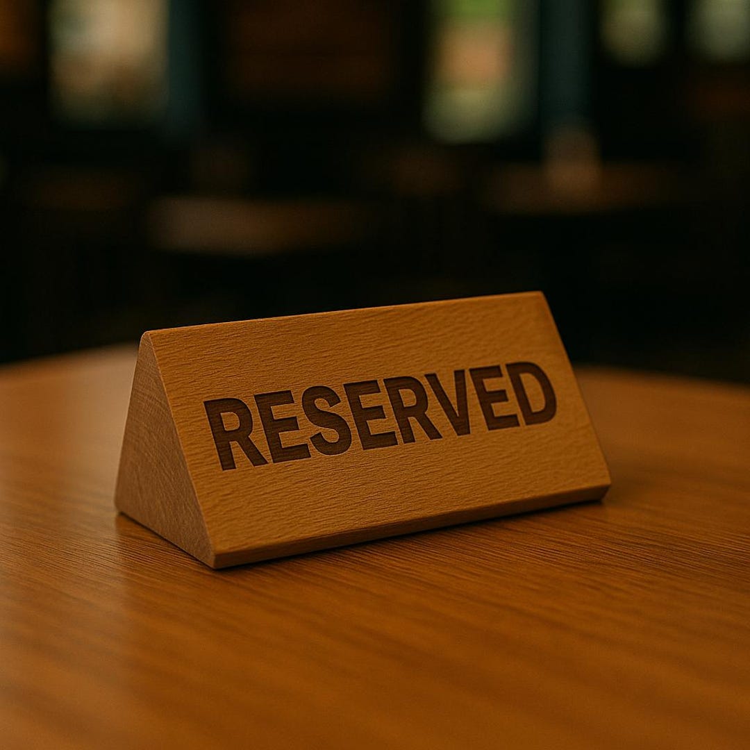 Wooden Reserved Table Sign, Rustic Restaurant Reservation Sign ...