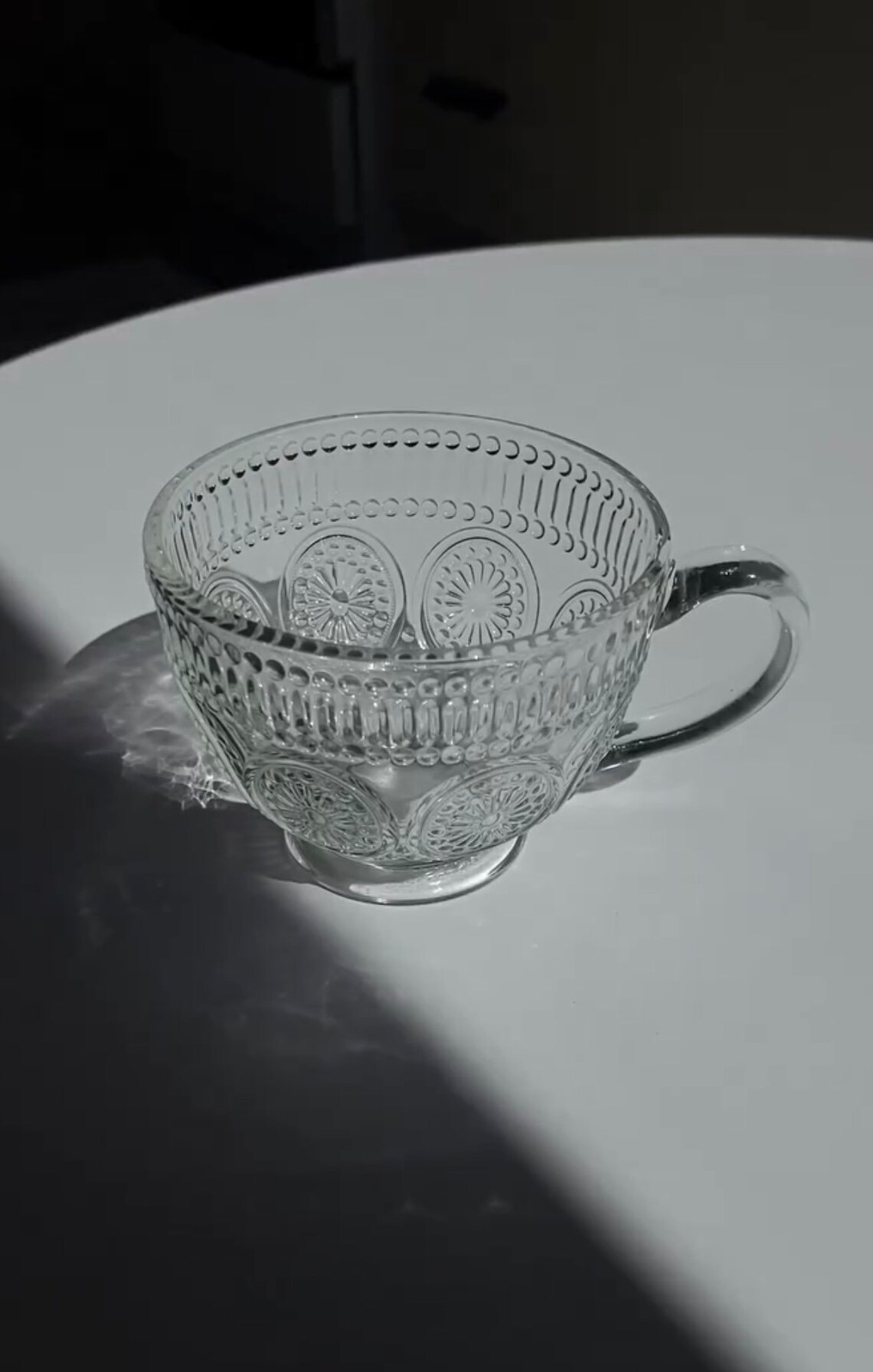 Elegant Glass Tea Cup | Vintage Style Coffee Mug | Embossed Glass Cup ...