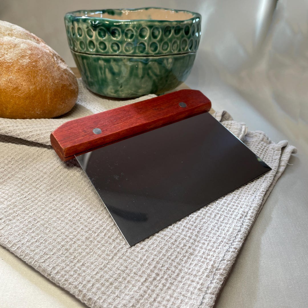 Stainless Steel Dough Scraper With Wooden Handle | Bread & Pastry Dough ...