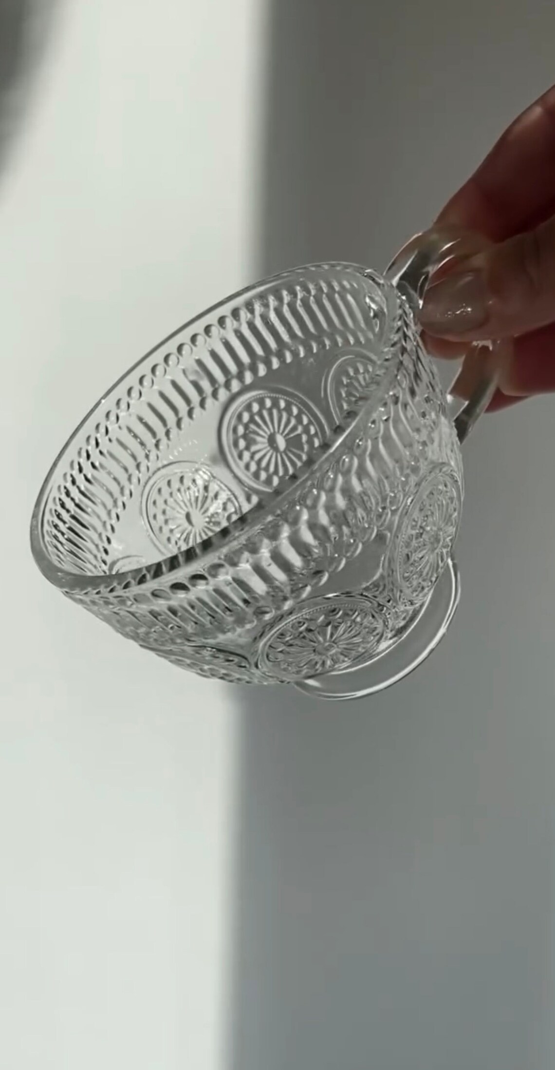 Elegant Glass Tea Cup | Vintage Style Coffee Mug | Embossed Glass Cup ...