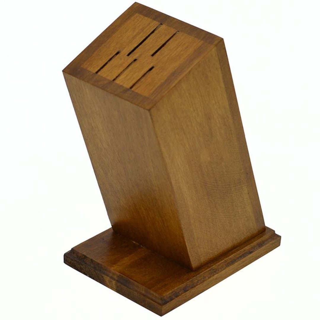 Wooden Knife Block Holder | Solid Wood Stand for Kitchen Knives ...