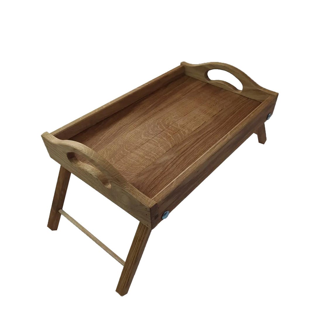 Wooden Bed Tray Table With Foldable Legs | Oak Tray | Breakfast Table ...