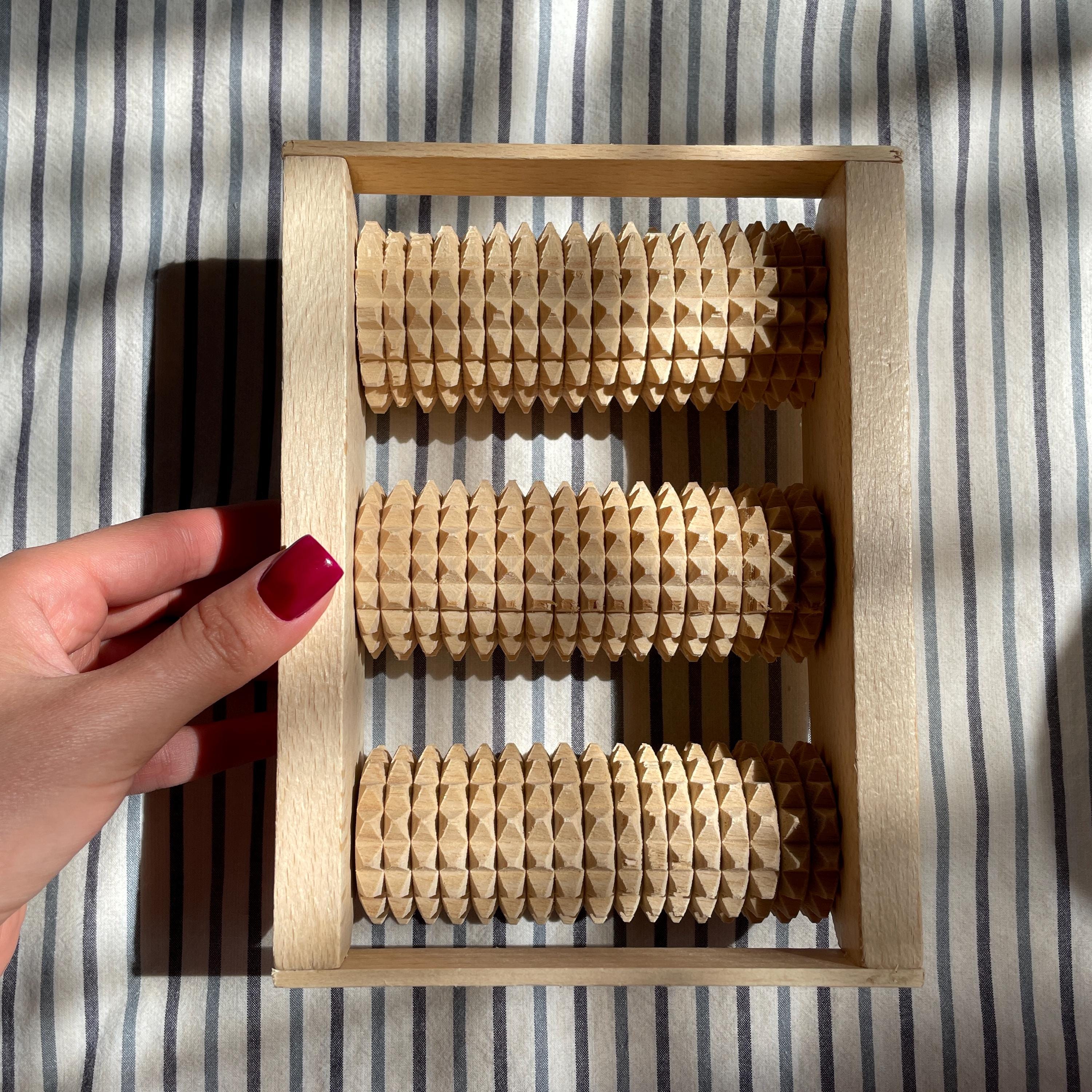 Wooden Foot Massager Roller, 3 Roller Reflexology Tool, Beech Wood ...