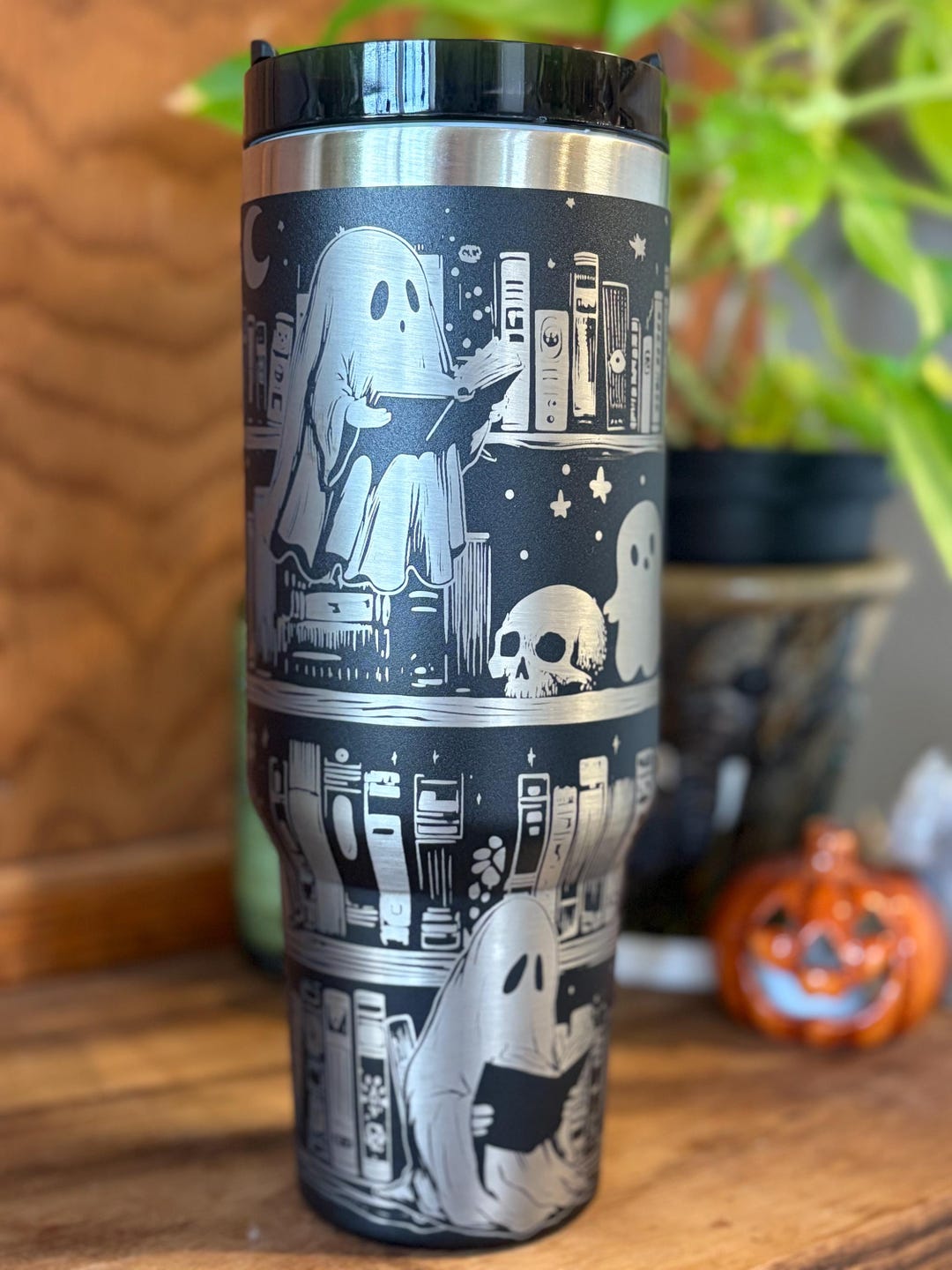 40oz Ghost Book Club Tumbler, Engraved Tumbler With Handle & Straw ...