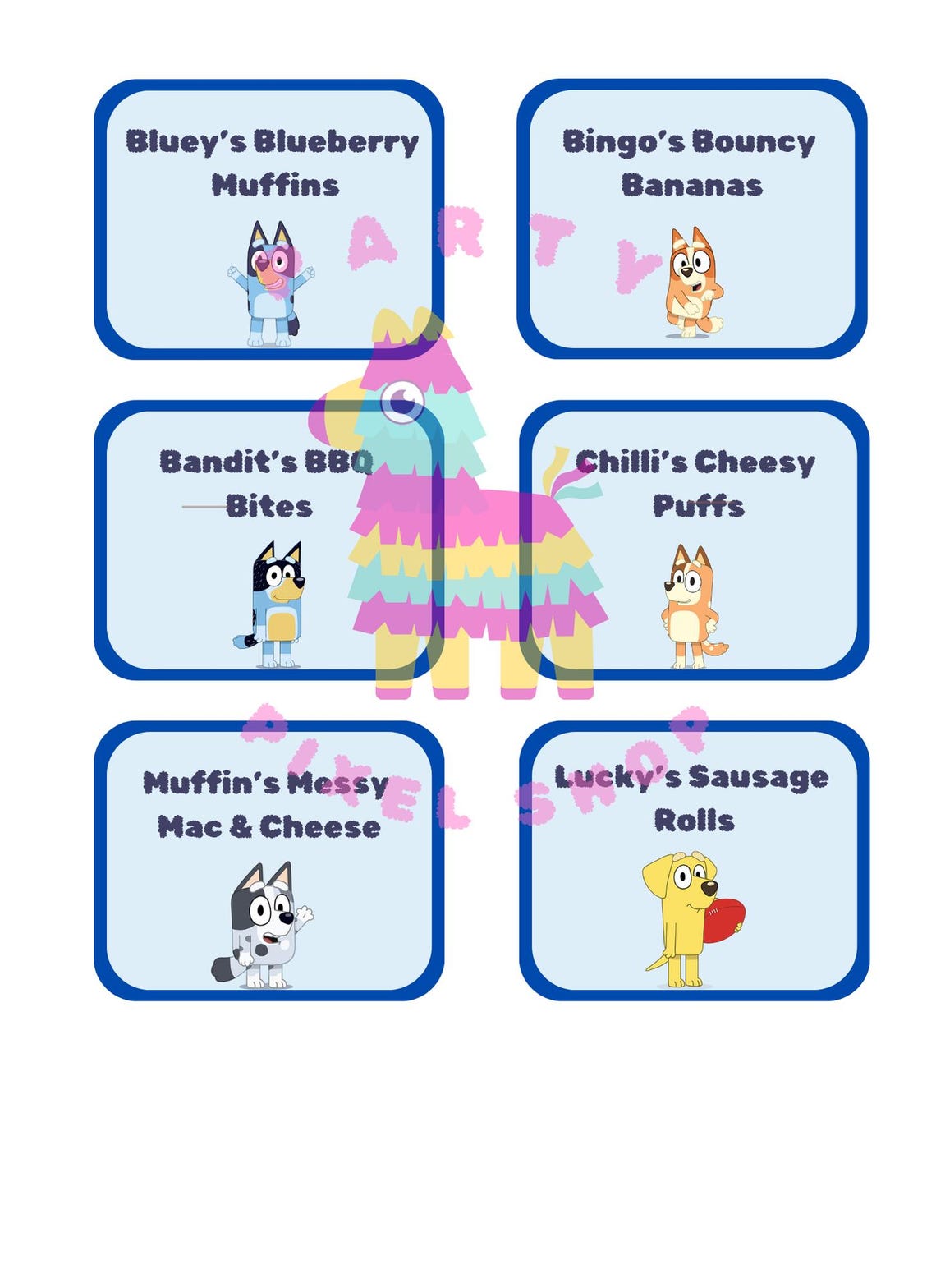 Bluey-inspired Food Labels | Printable Party Tags - Etsy Canada