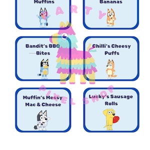 Bluey-inspired Food Labels | Printable Party Tags - Etsy Canada