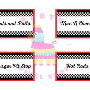 Editable Car Theme Labels, Race Car Birthday Party, Food Labels ...