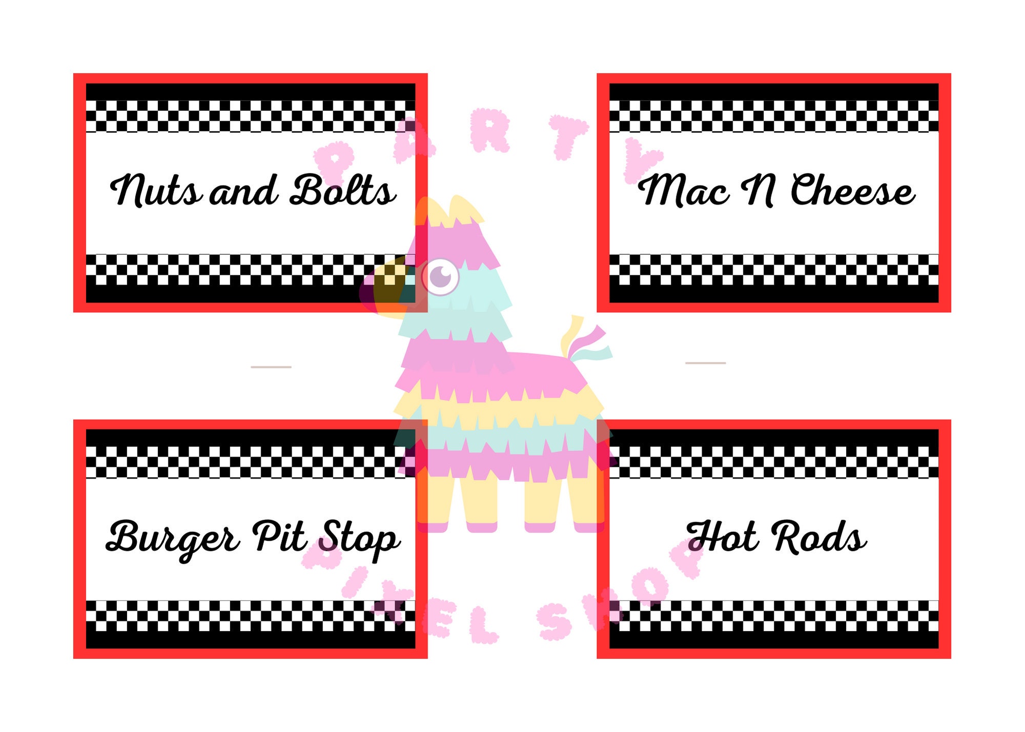 Editable Car Theme Labels, Race Car Birthday Party, Food Labels ...
