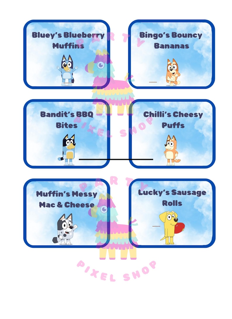 Bluey-inspired Food Labels | Printable Party Tags - Etsy