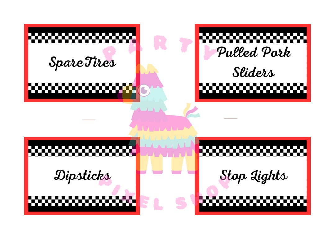 Editable Car Theme Labels, Race Car Birthday Party, Food Labels ...