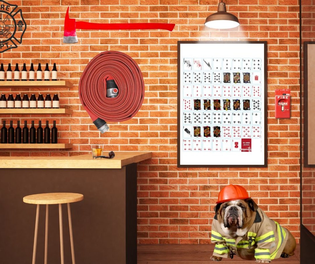 Firefighters Playing Cards Uncut Sheet Top Firefighter Gift Man Cave ...