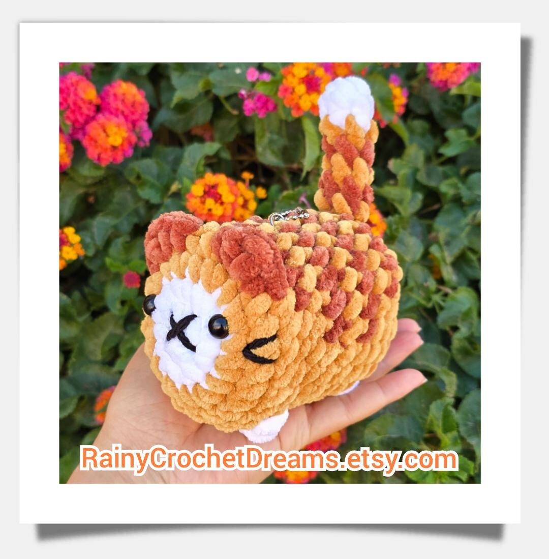 Keychain Cat, Crochet Cat, Orange Tabby, Tabby Cat, Really BIG Keychain ...