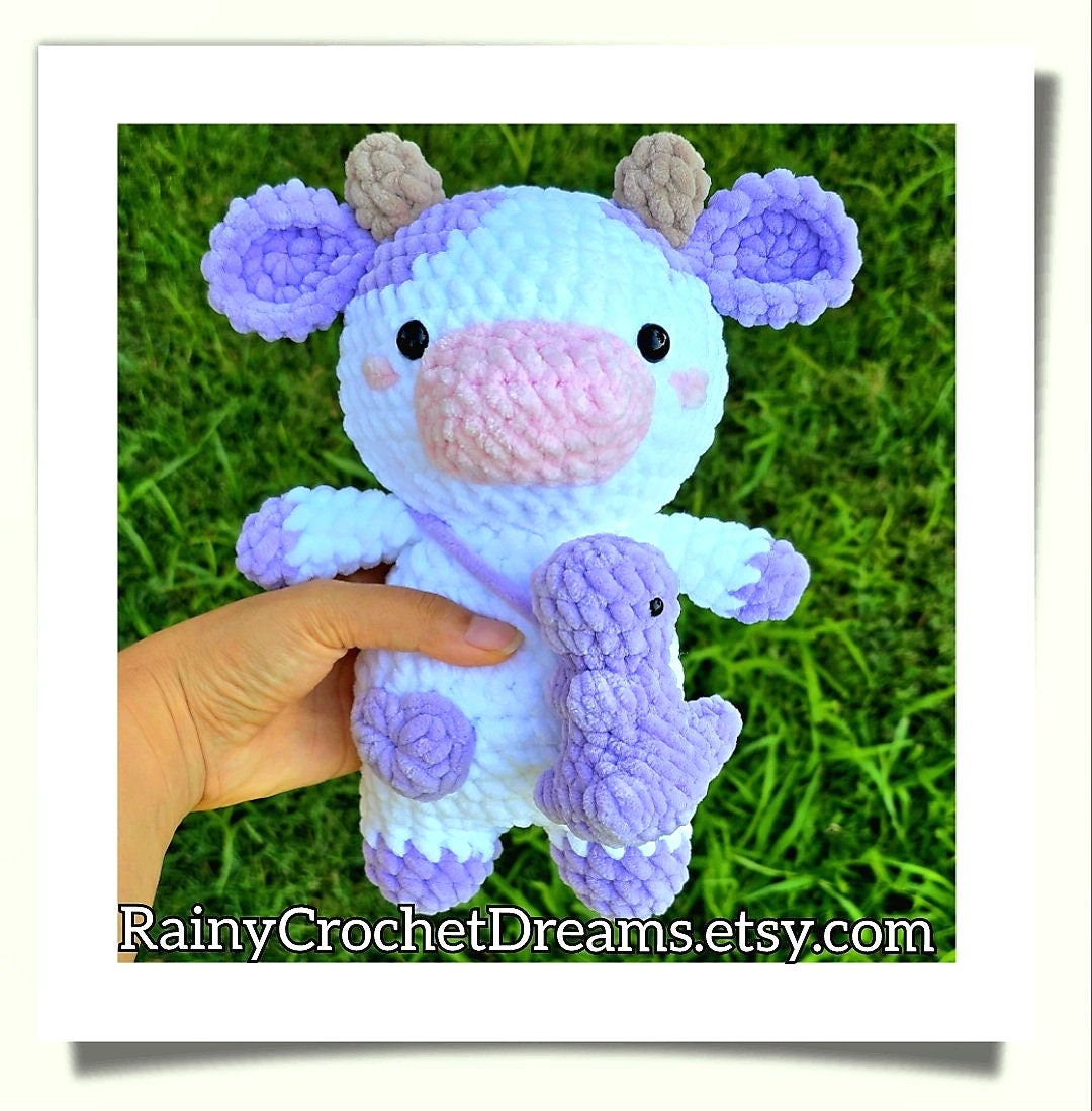 Cow, LARGE DINO COW, Crochet Cow, Dinosaur Cow, Cow Stuffed Animal, Cow ...