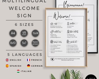 Editable Welcome Sign for Airbnb Hosts, Printable Airbnb Welcome Sign ...