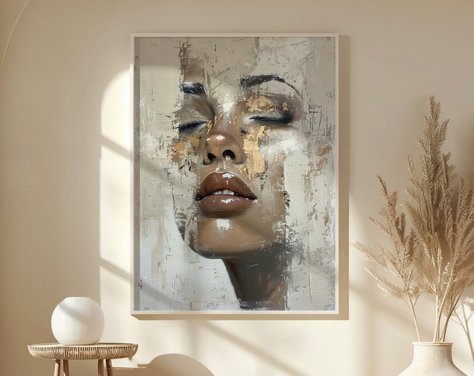 Oil Abstract Face Painting, Woman Face Artwork, Abstract Lady Painting ...