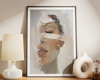 Oil Abstract Face Painting, Woman Face Artwork, Abstract Lady Painting ...