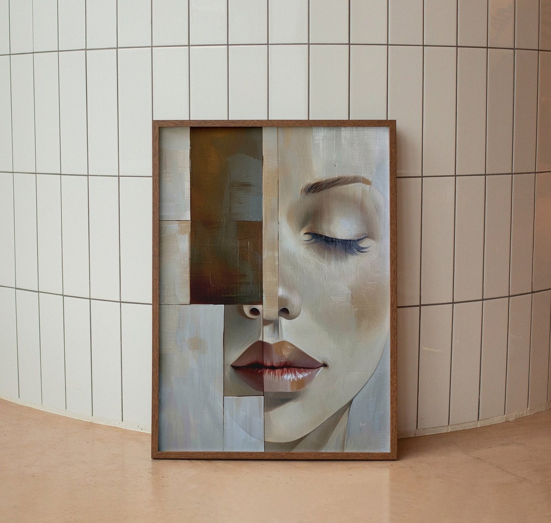 Minimalist Oil Abstract Face Painting, Woman Face Art, Abstract Lady ...
