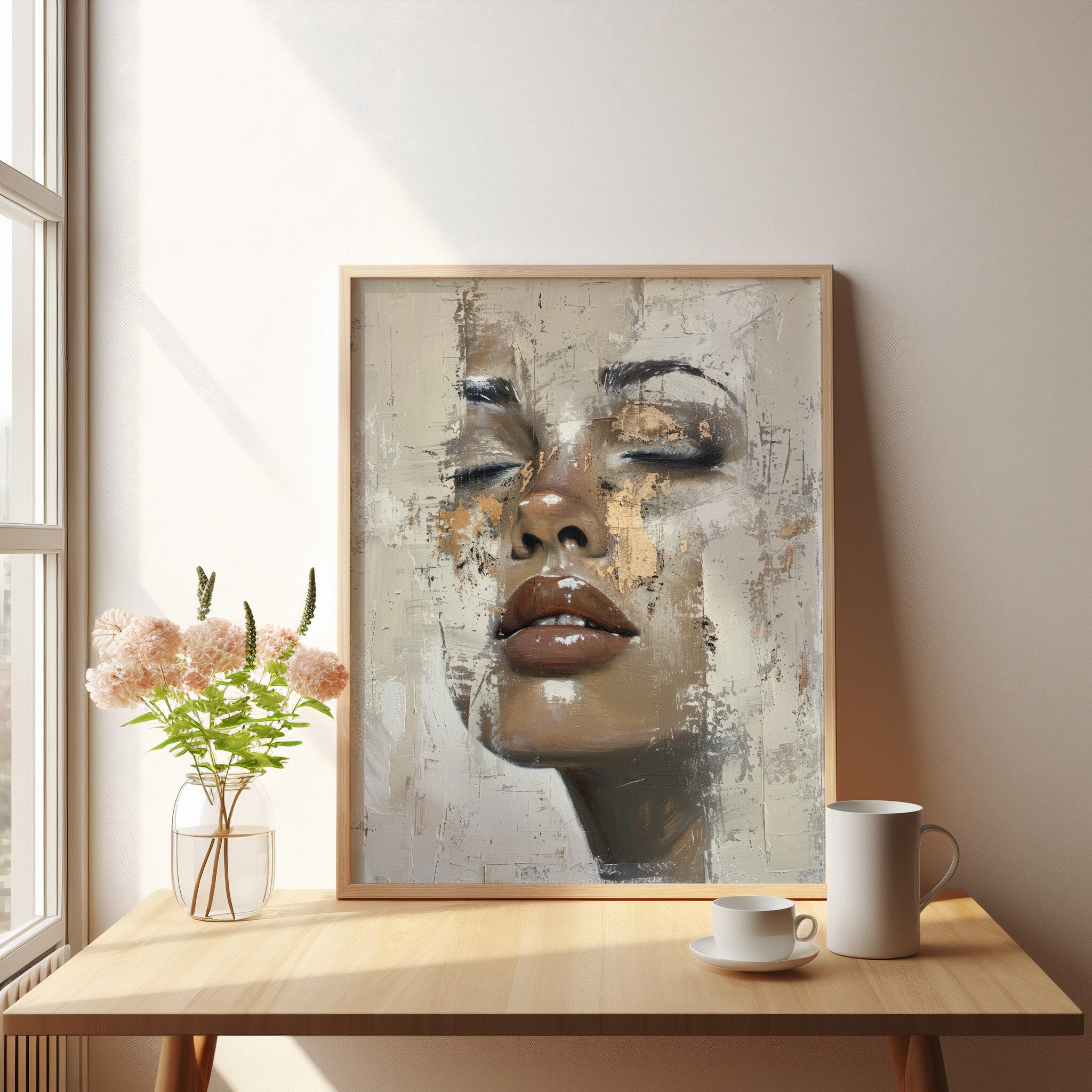 Oil Abstract Face Painting, Woman Face Artwork, Abstract Lady Painting ...