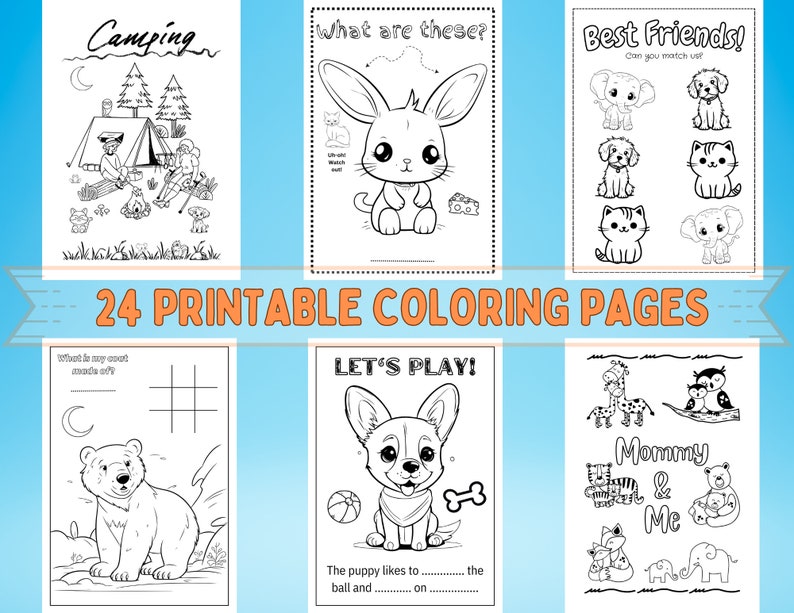 24 Printable Activity Pages for Kids, Coloring Pages, Unique Designs ...