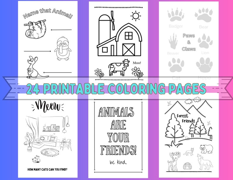 24 Printable Activity Pages for Kids, Coloring Pages, Unique Designs ...