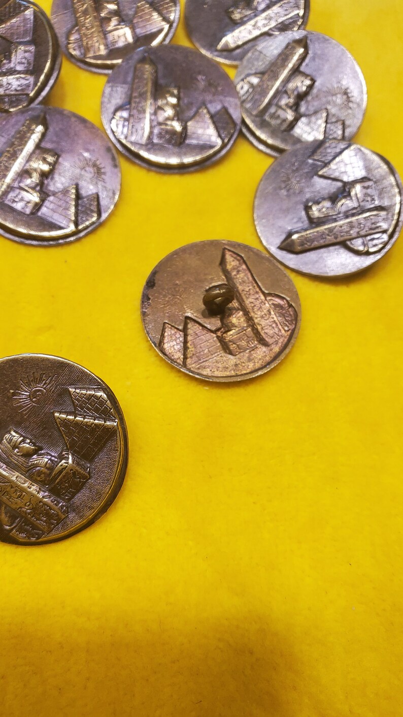 Ten Egyptian-motif Picture Buttons Sphynx Pyramids Obelisk ...