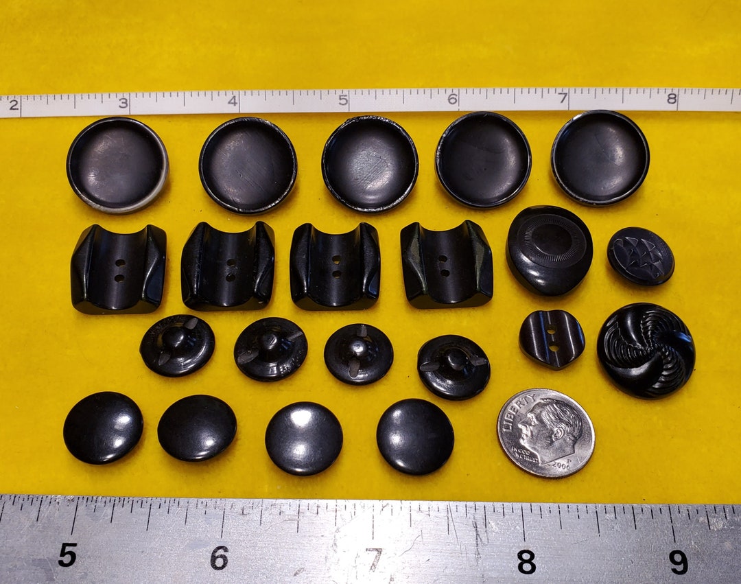 Vulcanite Ebonite Art-deco Mourning Buttons - Etsy