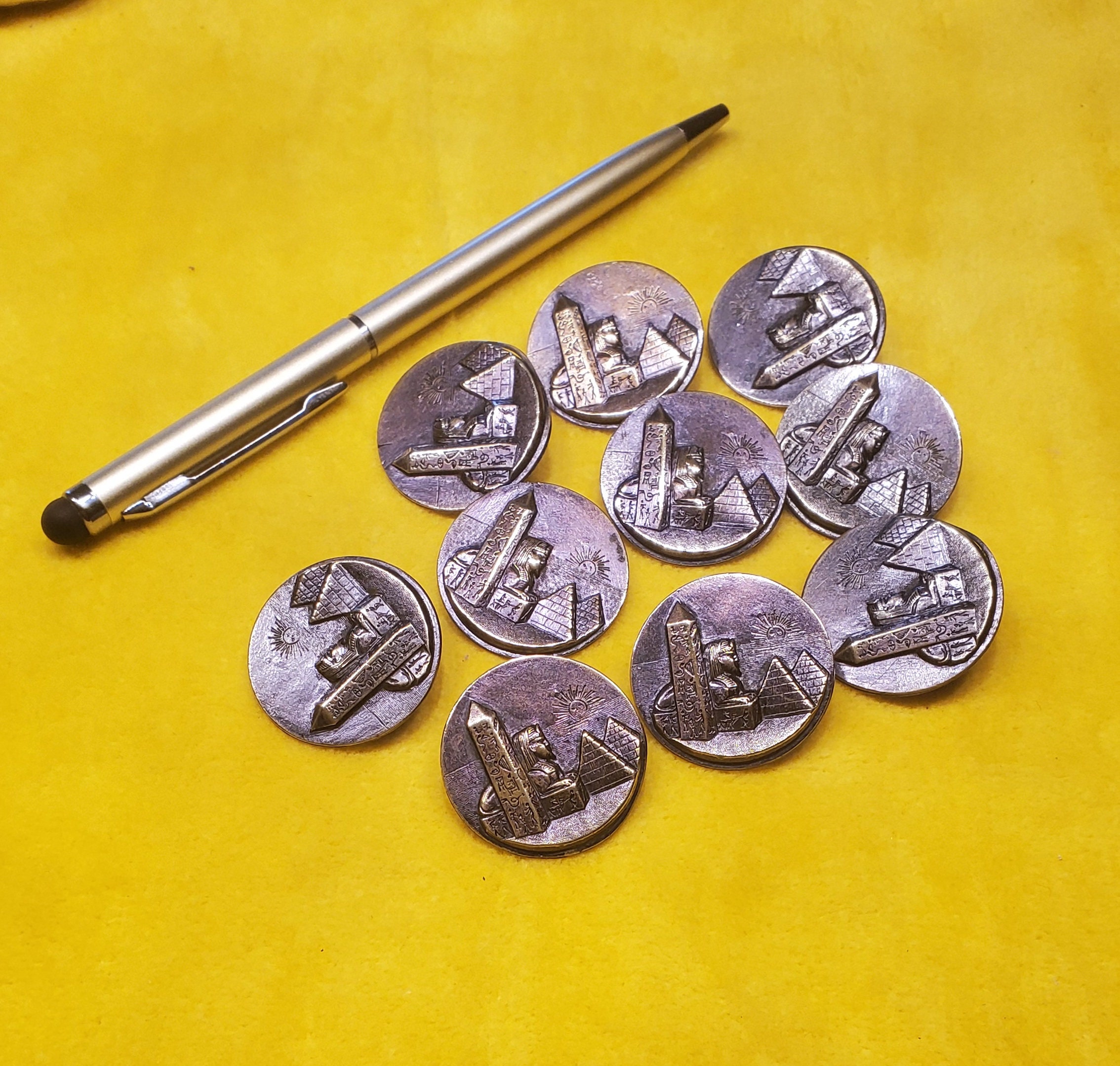 Ten Egyptian-motif Picture Buttons Sphynx Pyramids Obelisk ...