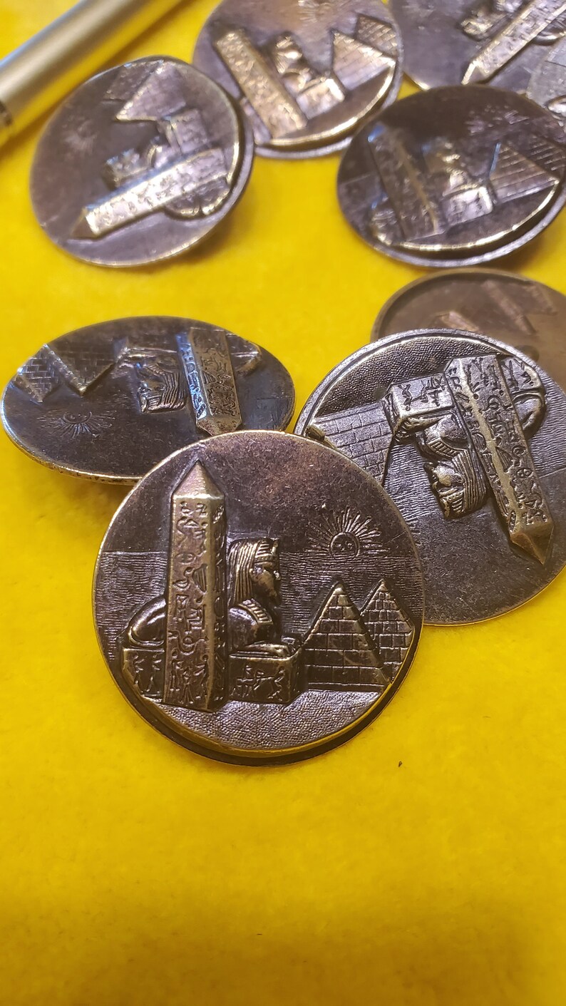 Ten Egyptian-motif Picture Buttons Sphynx Pyramids Obelisk ...
