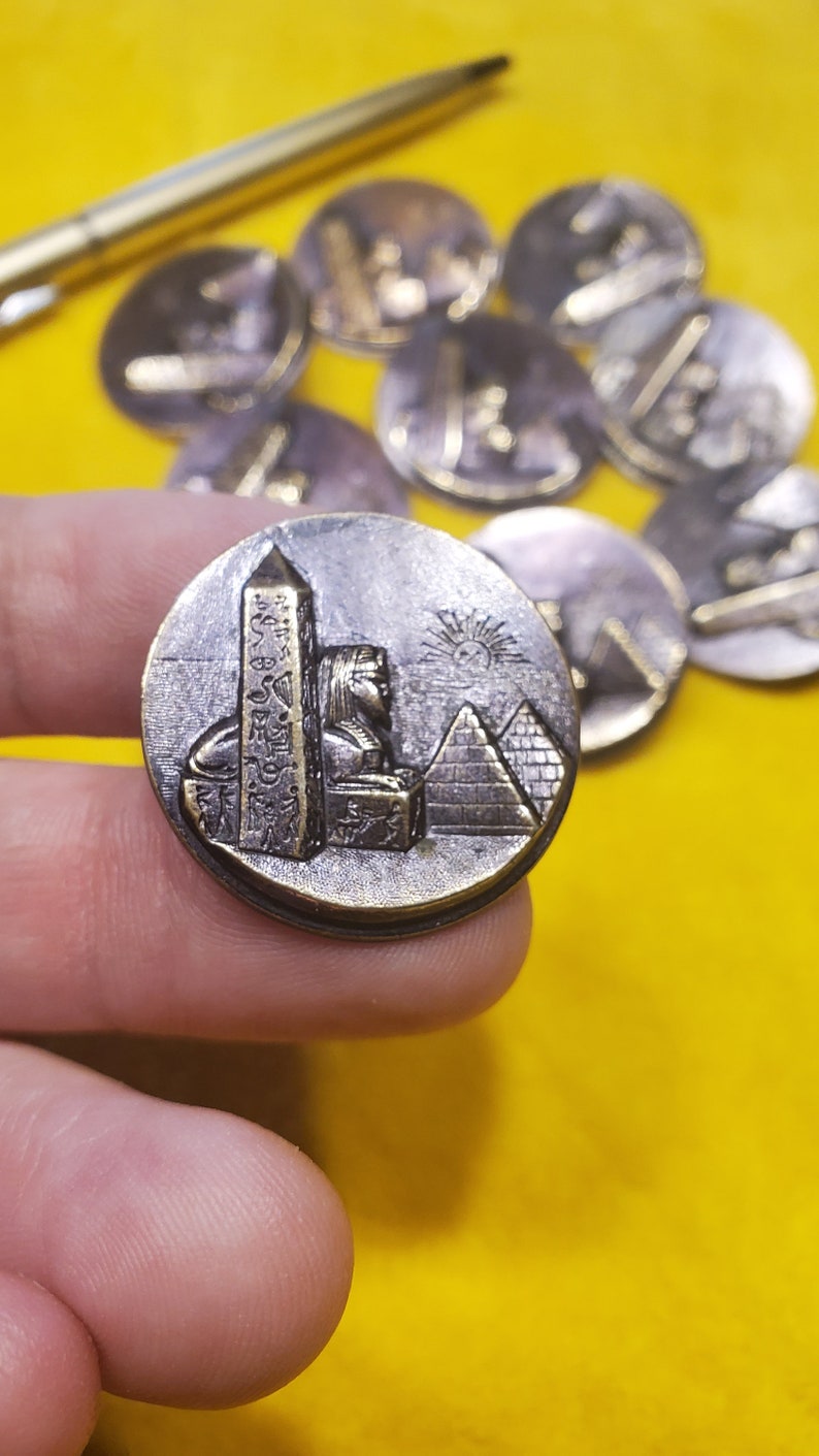 Ten Egyptian-motif Picture Buttons Sphynx Pyramids Obelisk ...