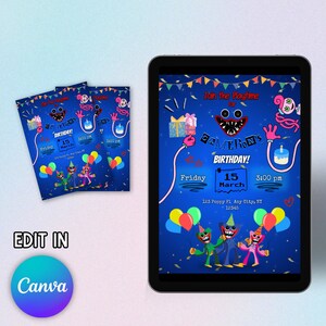 Poppy Playtime Editable Printable Birthday Party Invitation, Editable ...