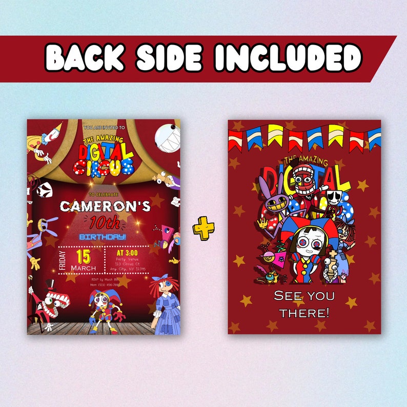 The Amazing Digital Circus Editable Printable Birthday Party Invitation ...
