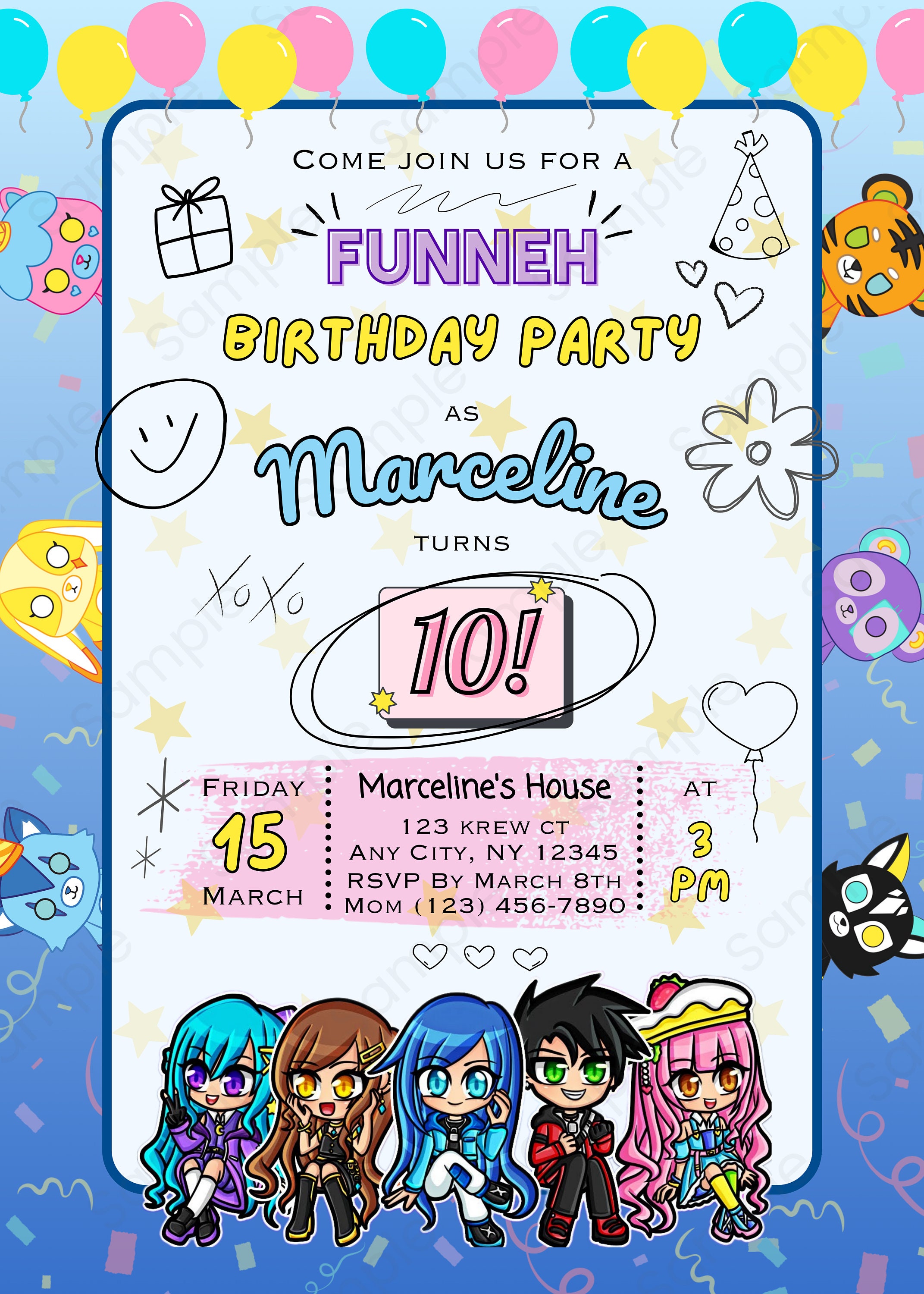 Itsfunneh, Funneh Krew, Editable Printable Birthday Party Invitation ...