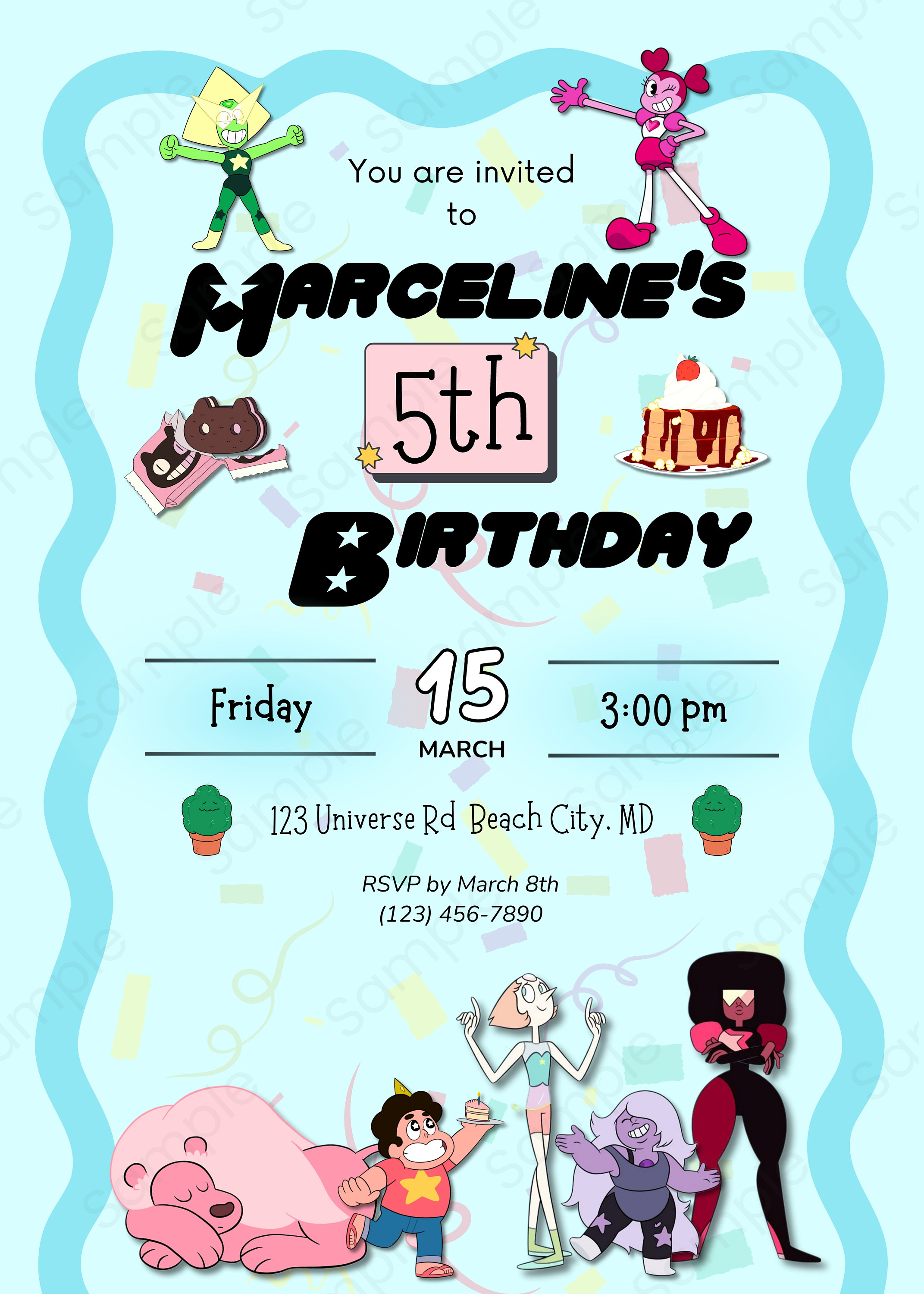 Steven Universe Editable Printable Birthday Invitation, Crystal Gems ...