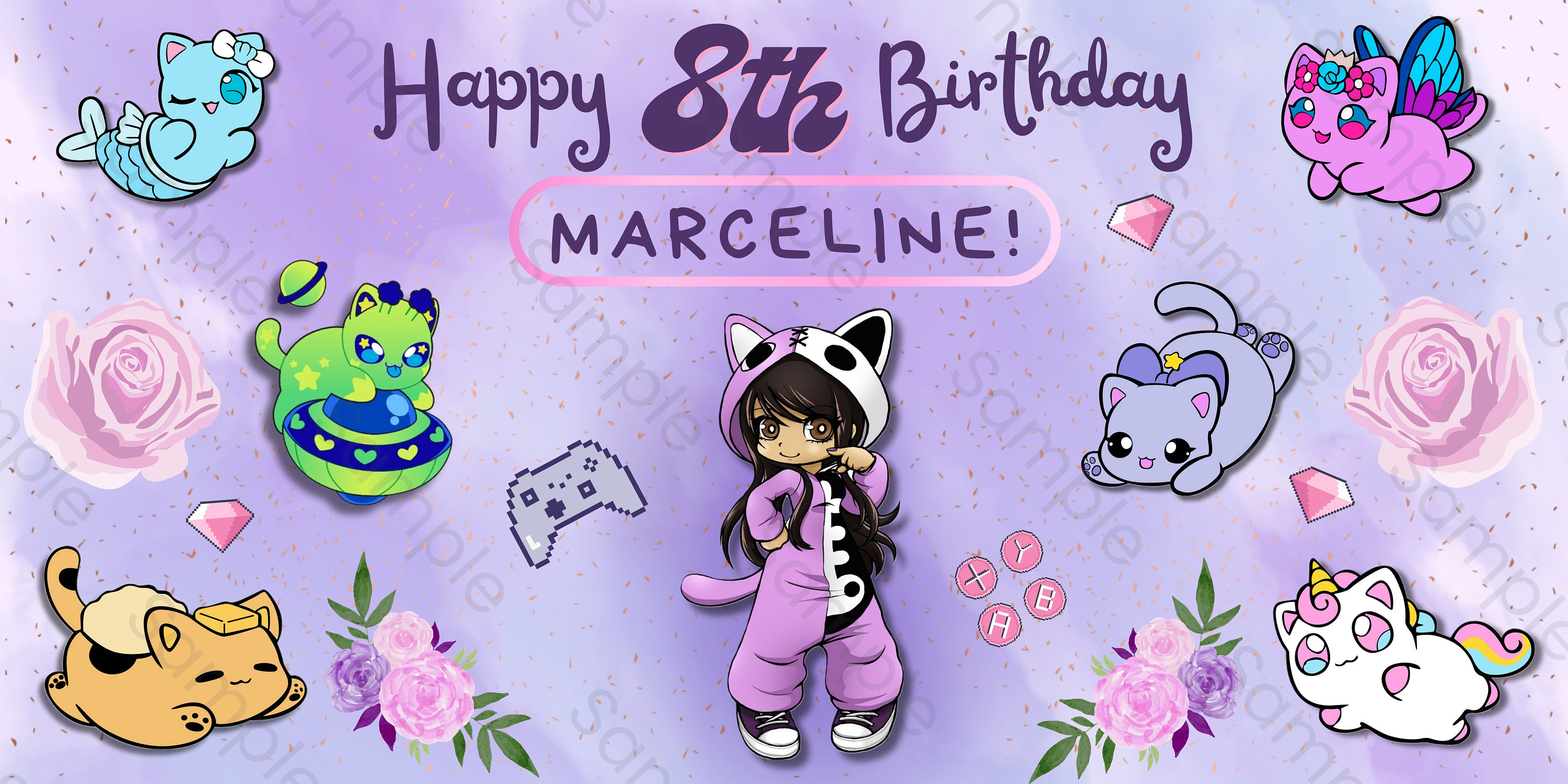Aphmau Meemeow Editable Printable Kids Birthday Banner, Aphmau Birthday ...