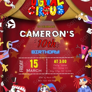 The Amazing Digital Circus Editable Printable Birthday Party Invitation ...