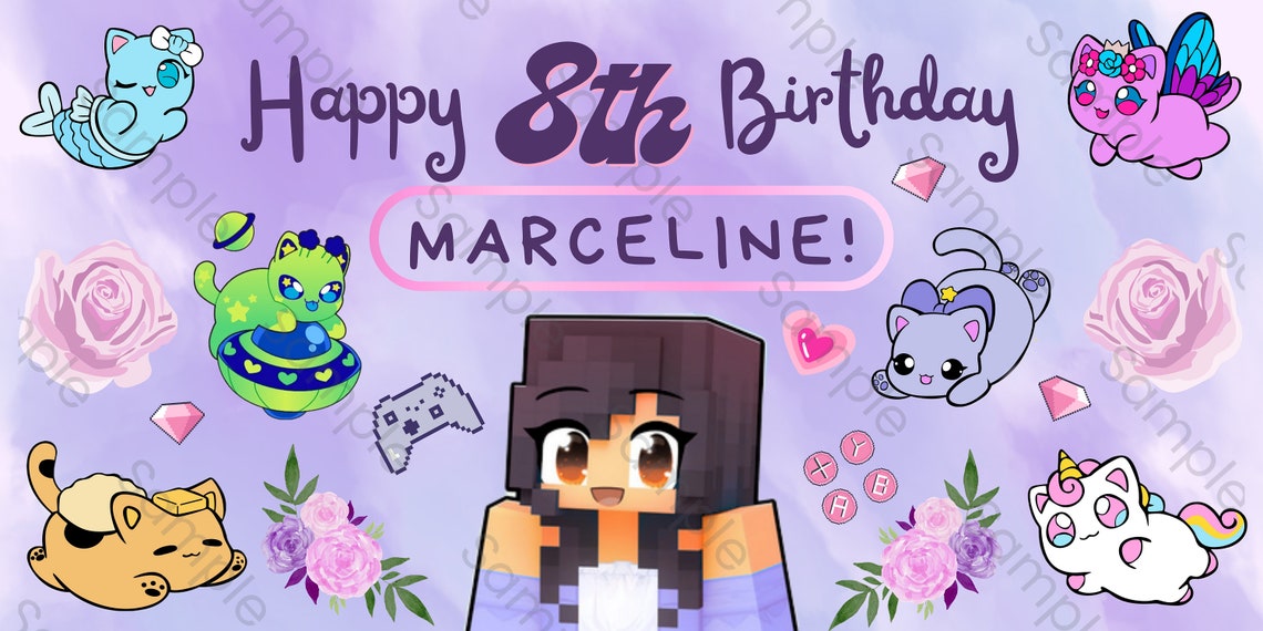 Aphmau Meemeow Editable Printable Kids Birthday Banner, Editable in ...