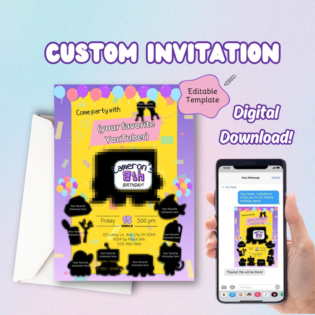 Lanky Editable Printable Birthday Party Invitation, Editable in Canva ...