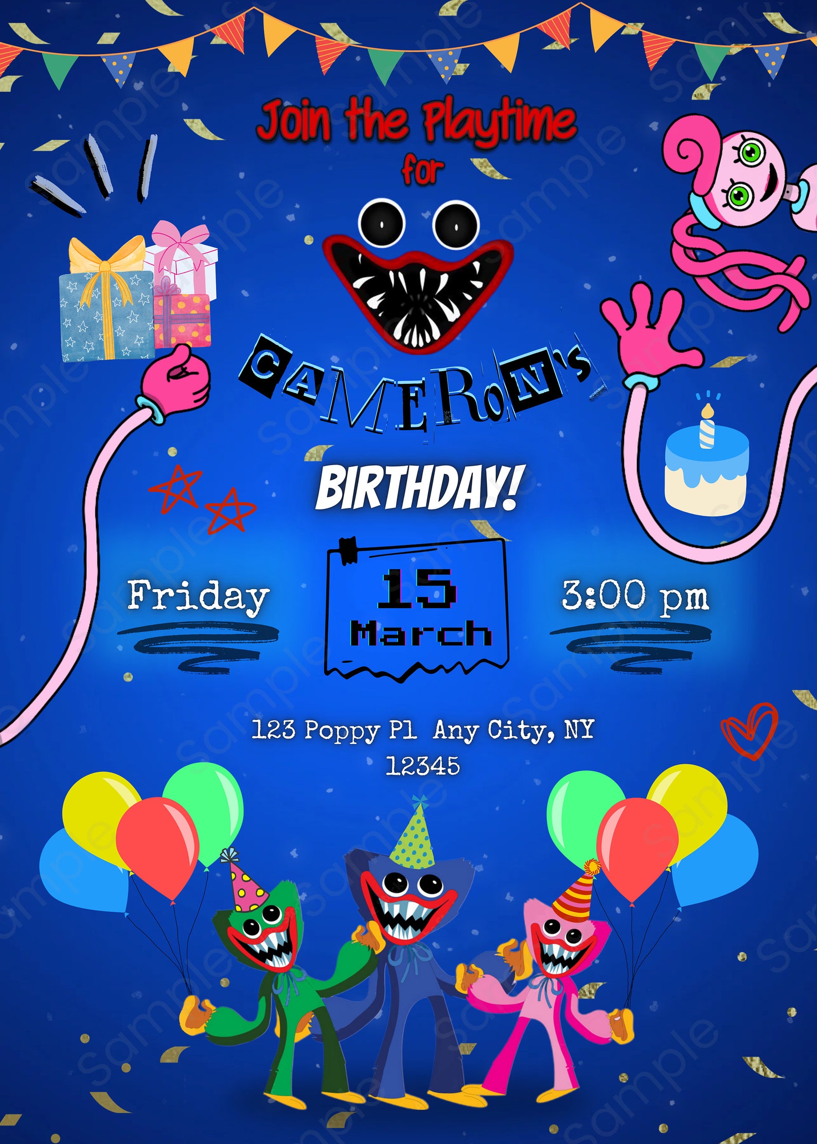 Poppy Playtime Editable Printable Birthday Party Invitation, Editable ...