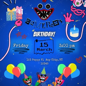 Poppy Playtime Editable Printable Birthday Party Invitation, Editable ...