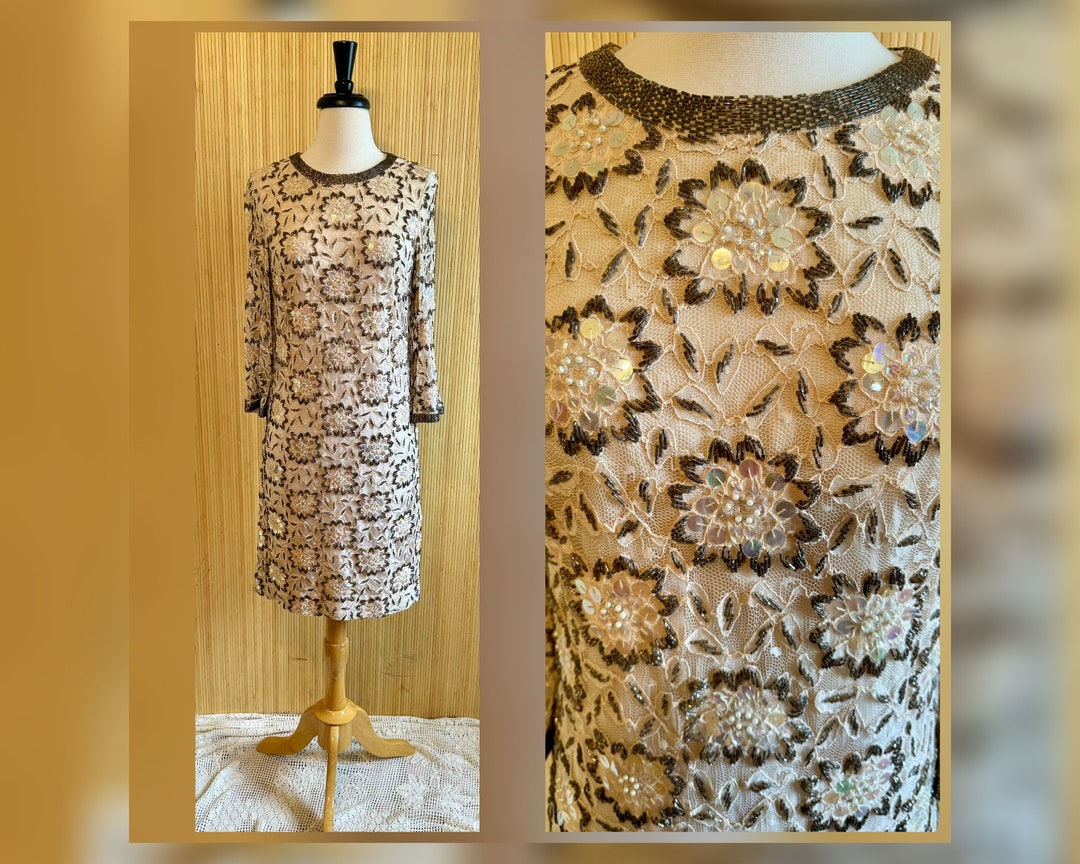 1960s Lace/beads/sequins Shift Dress - Etsy