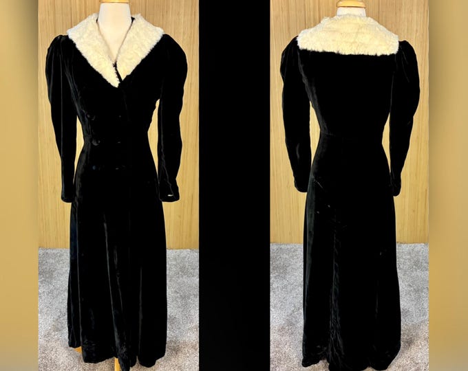 1960’s Black Velvet Opera Coat Rabbit Fur Collar - Etsy