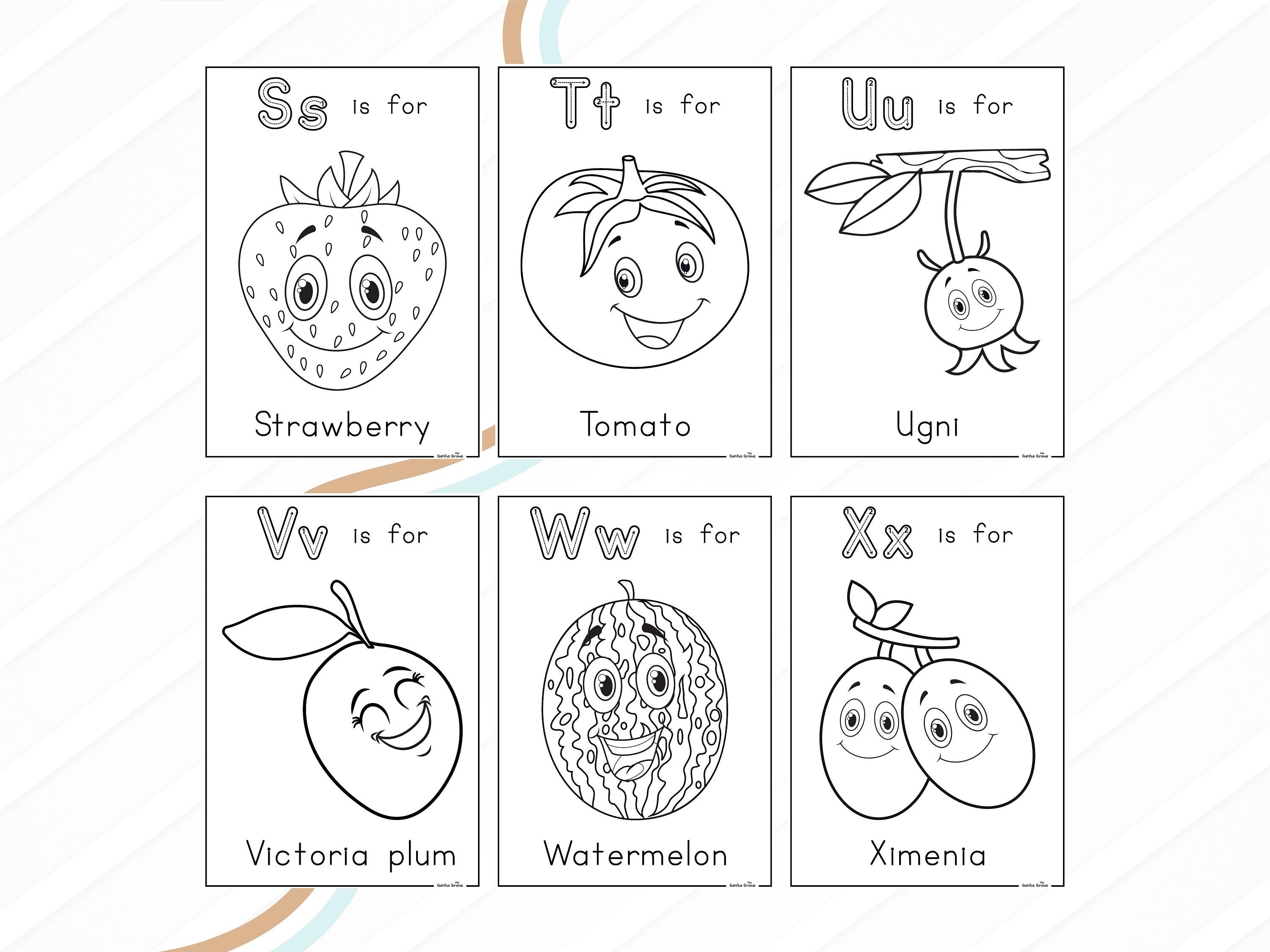 ABC Tracing, Alphabet Tracing, Fruits and Vegetables Coloring Book ...