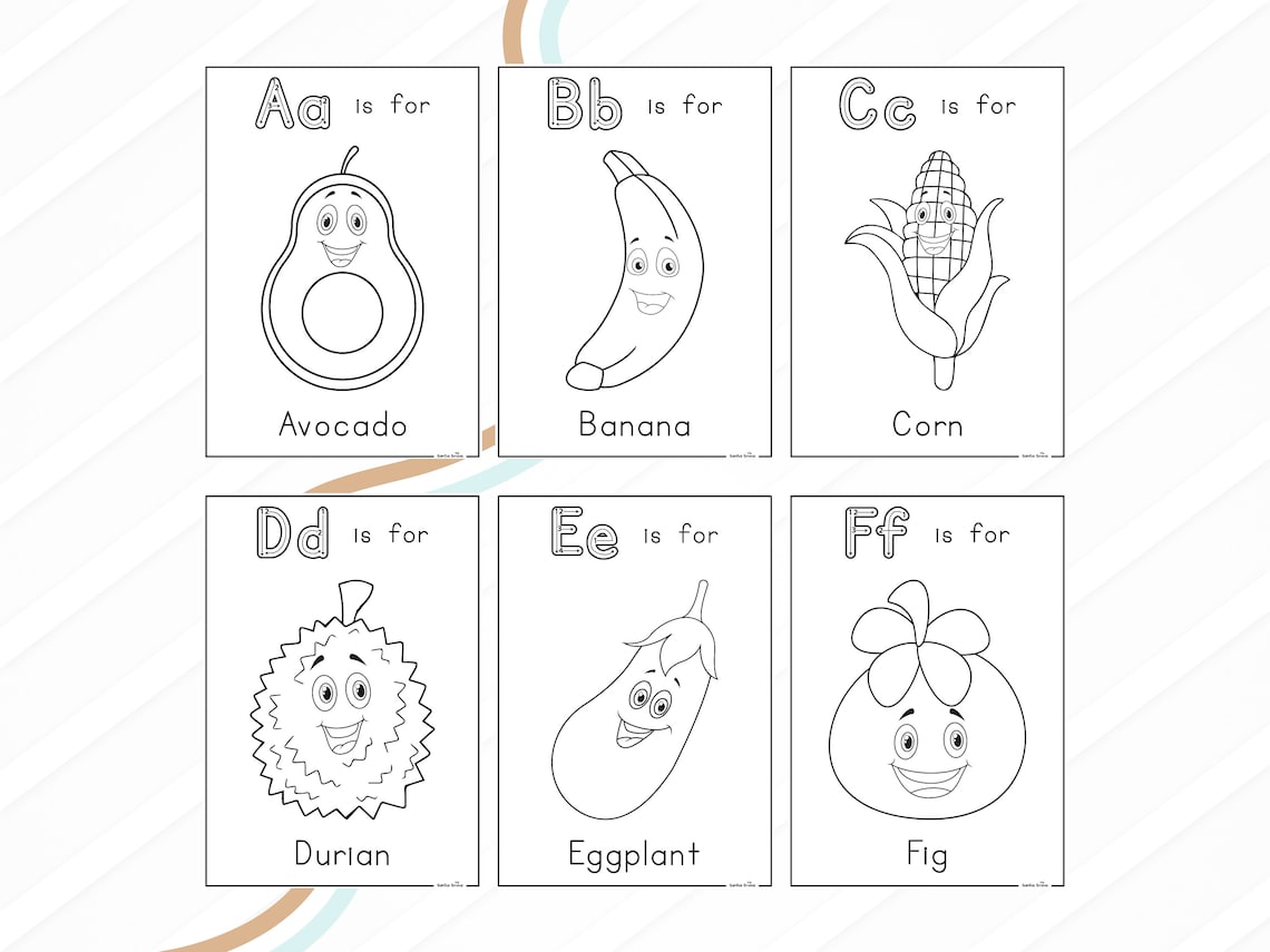 ABC Tracing, Alphabet Tracing, Fruits and Vegetables Coloring Book ...
