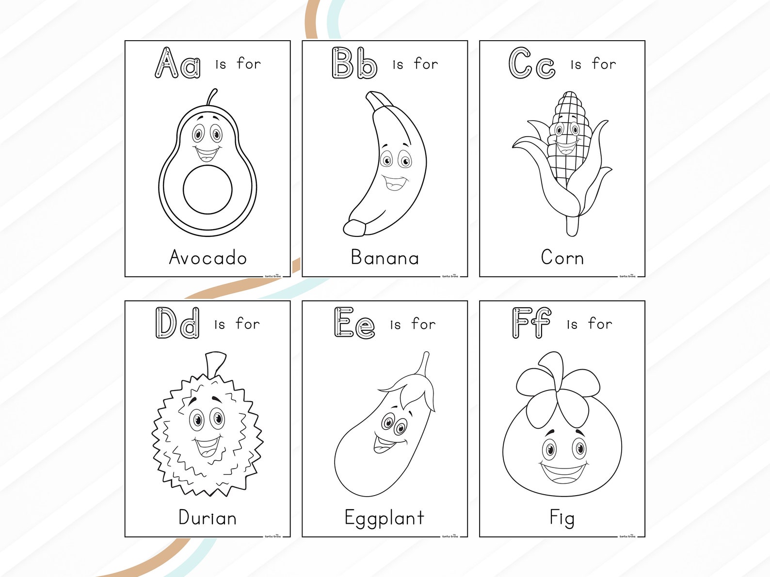 ABC Tracing, Alphabet Tracing, Fruits and Vegetables Coloring Book ...